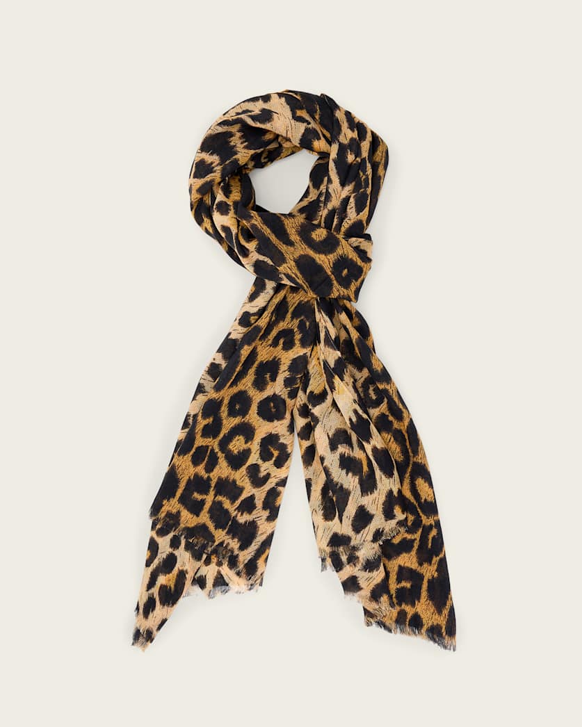 Leia Leopard Print Cotton Scarf NATURAL BROWN | ALLSAINTS FR